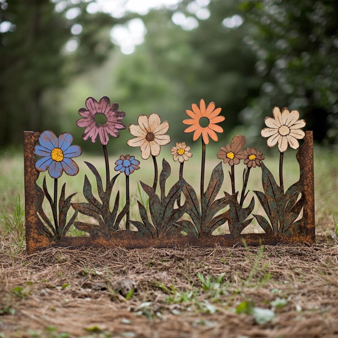 Colorful Flower Garden Sculpture - Garden Stake - Etsy