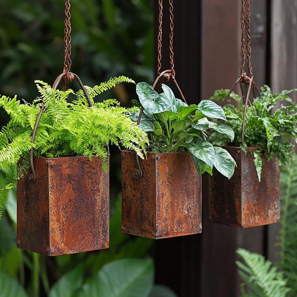 Rusted Metal Planter - Etsy