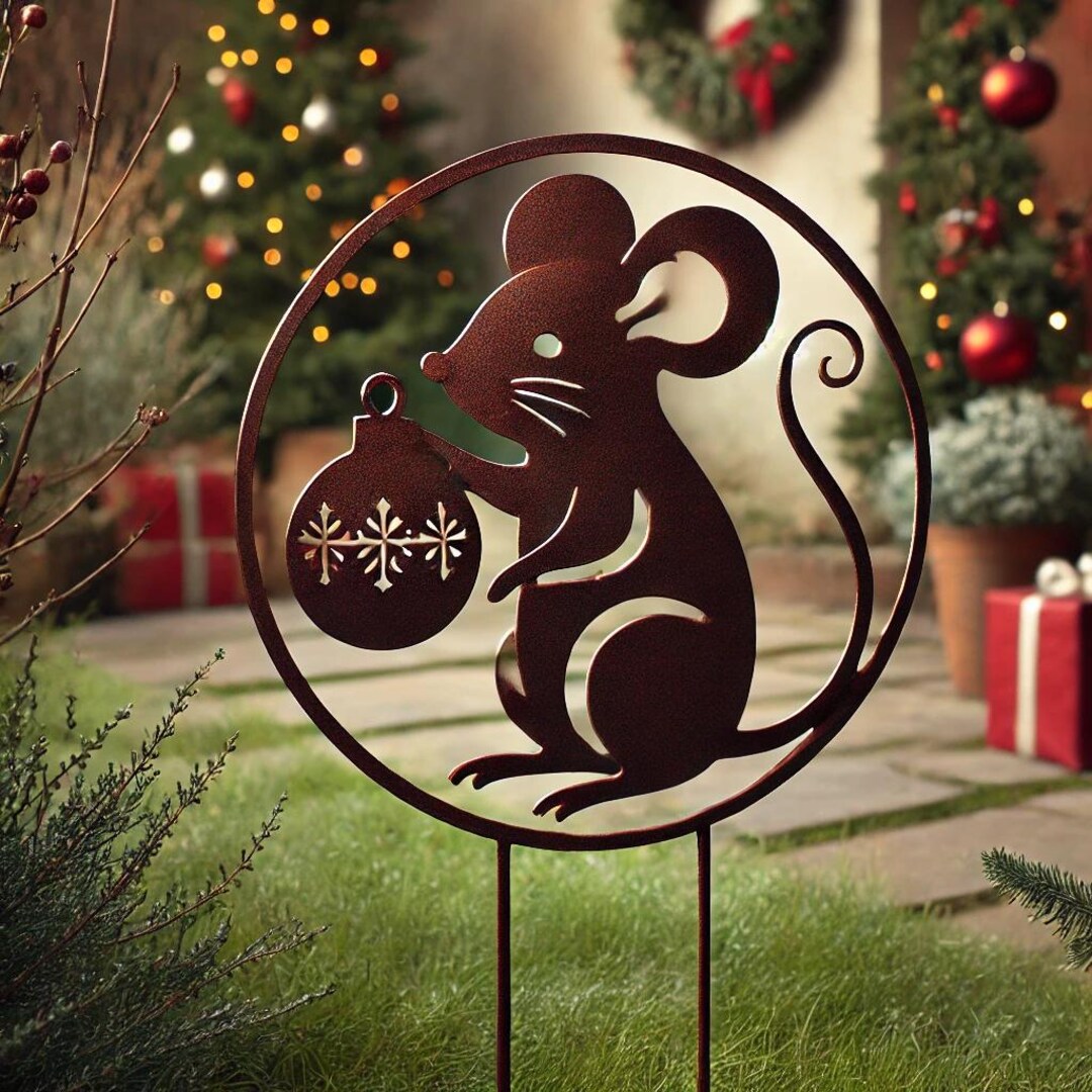 Ornament Bearer Mouse - Garden Stake - Etsy