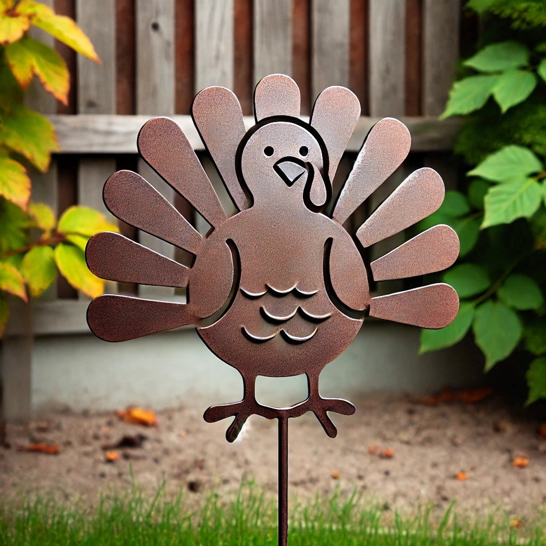 Rustic Metal Turkey Garden Stake - Garden Decor - Etsy