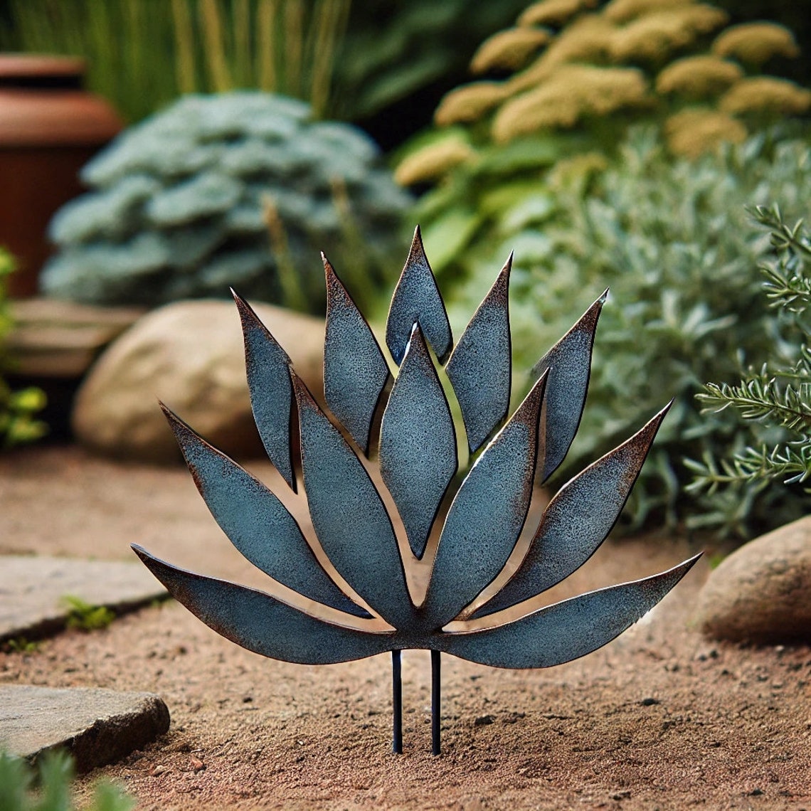 Rustic Metal Agave Garden Decor - Garden Stakes - Etsy