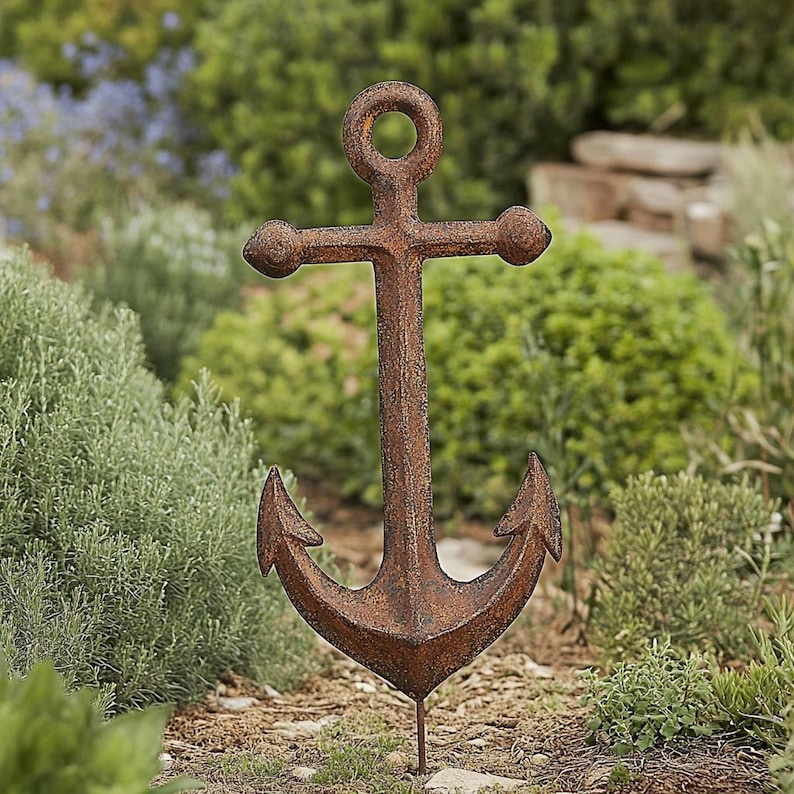 Classic Nautical Anchor Garden Stake: Rustic Elegance - Garden Stake ...