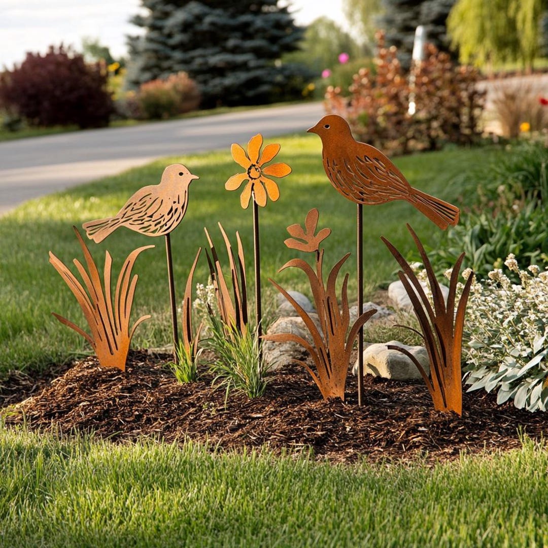Meadow Harmony Garden Stake Set - Garden Decor - Etsy