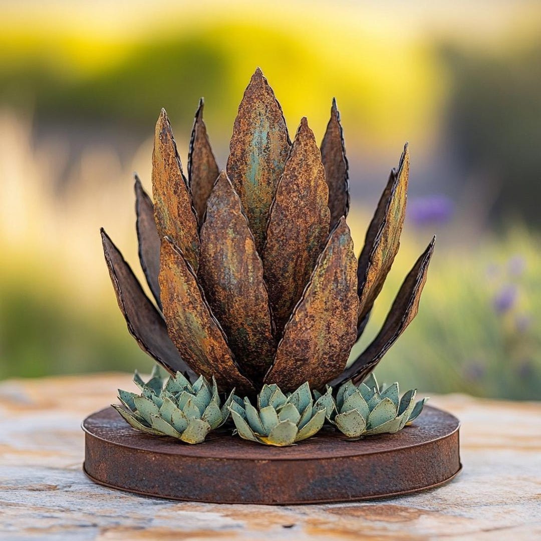 Rustic Metal Agave Sculpture - Garden Decor - Etsy