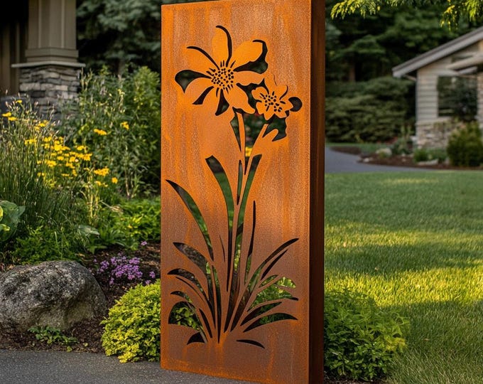 Rustic Floral Metal Garden Panel - Garden Decor - Etsy