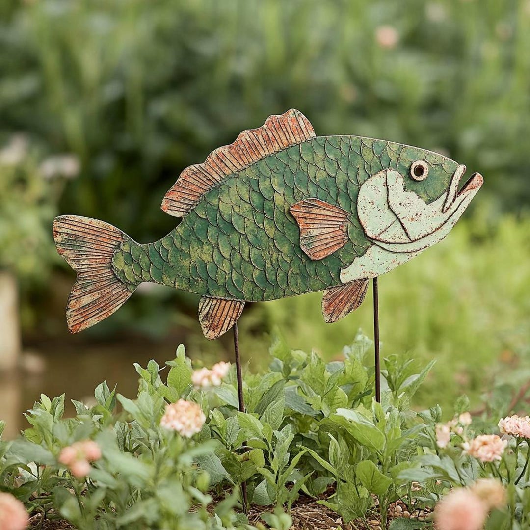 Colorful Bass Fish Cutout - Garden Stake - Etsy