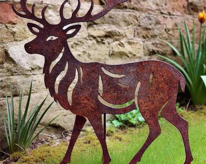 Detailed Rustic Deer Garden Sculpture - Garden Stake - Etsy
