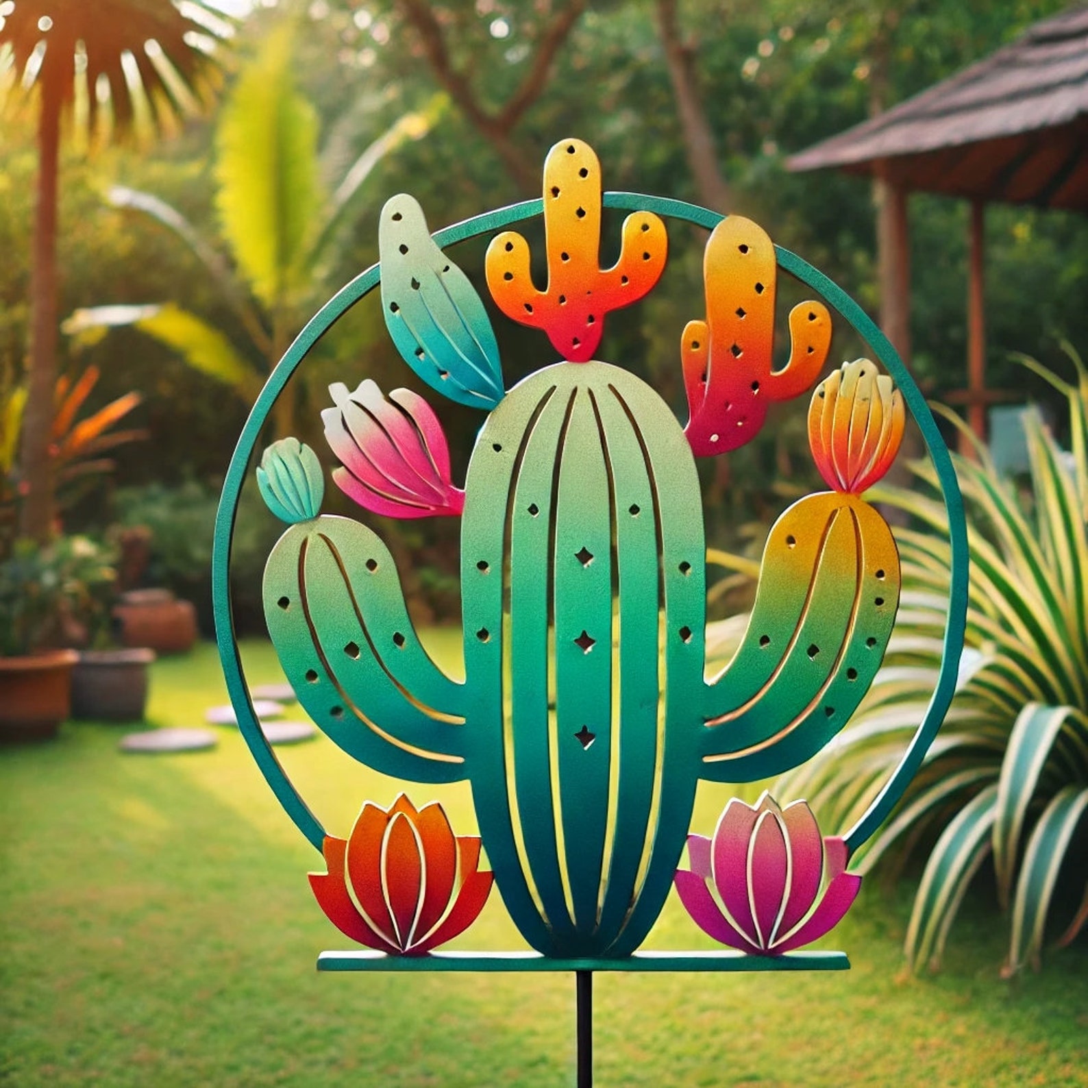 Vibrant Saguaro Cactus Garden Stake - Garden Stakes - Etsy