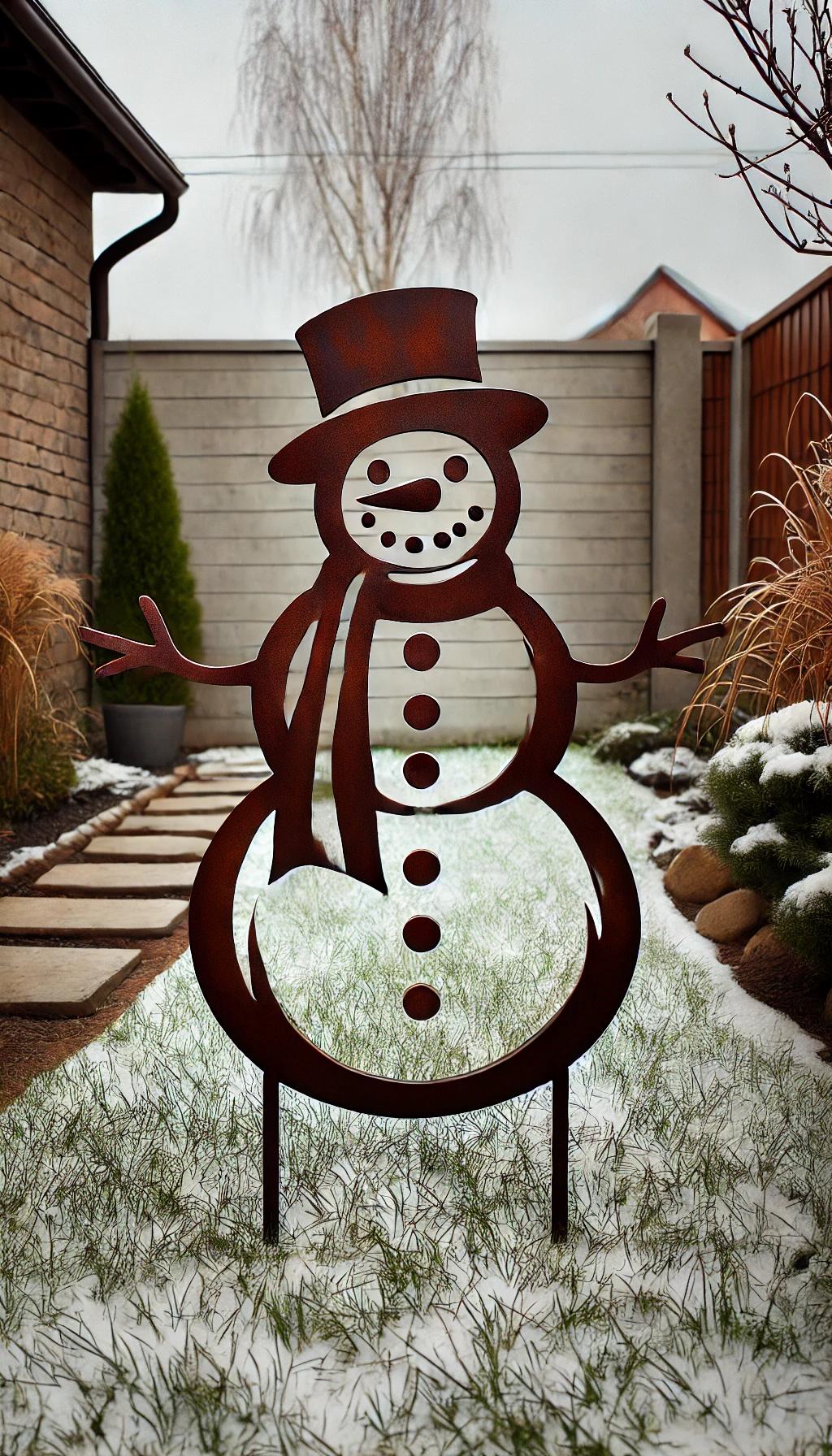 Vintage Silhouette Snowman Garden Stake - Garden Stake - Etsy