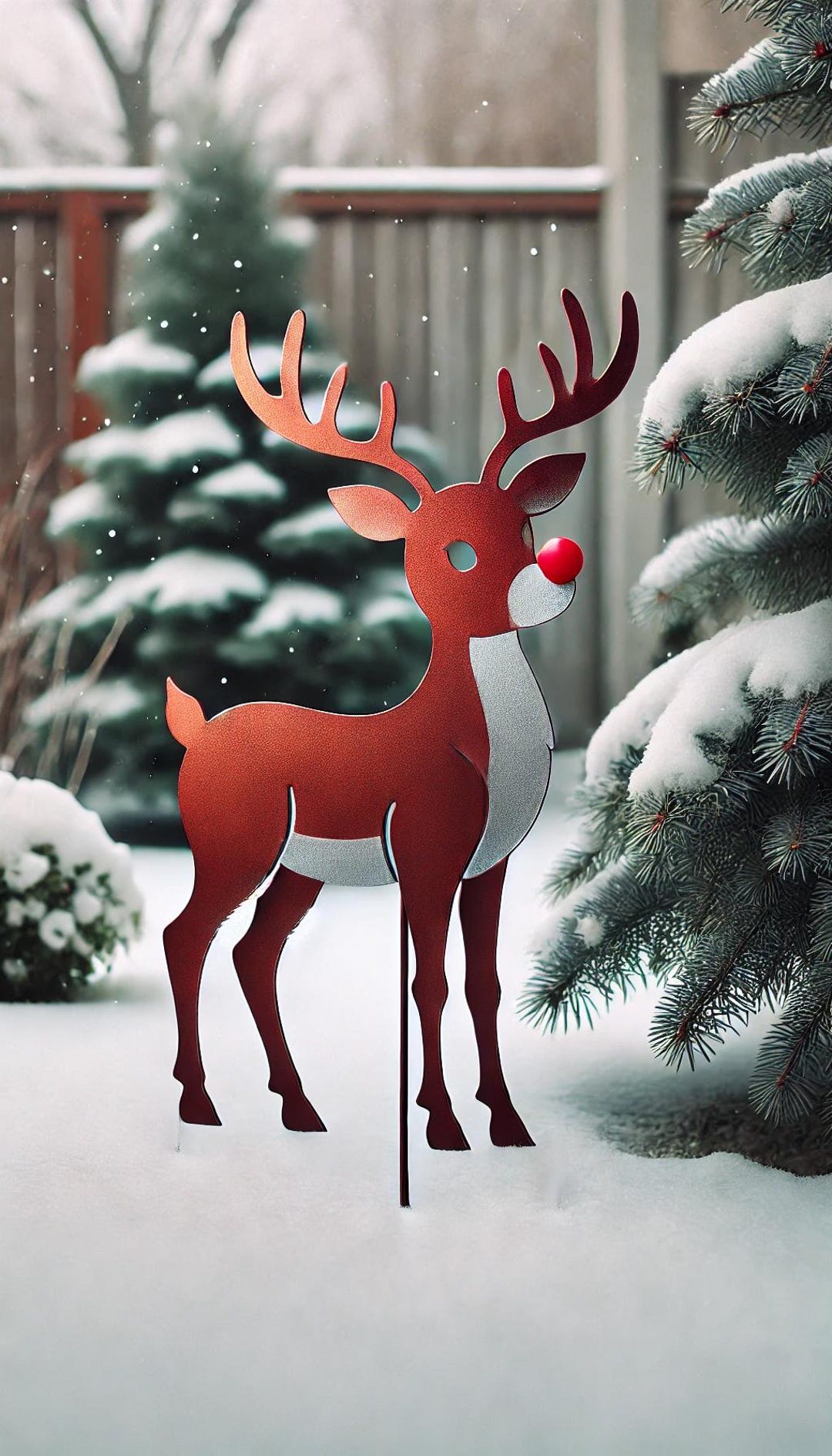 Rudolph the Red-nosed Reindeer Metal Ornament - Garden Stake - Etsy