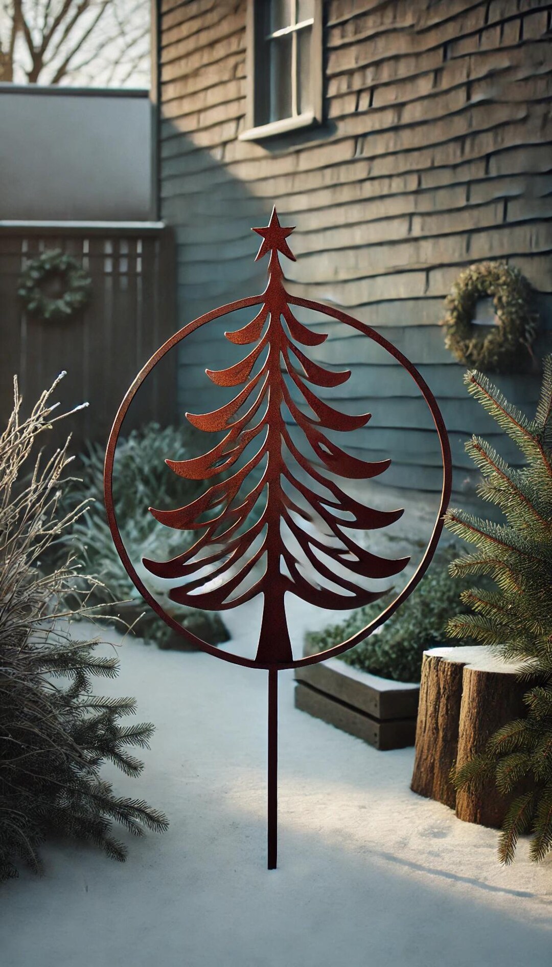 Minimalist Christmas Tree Garden Stake - Garden Stake - Etsy
