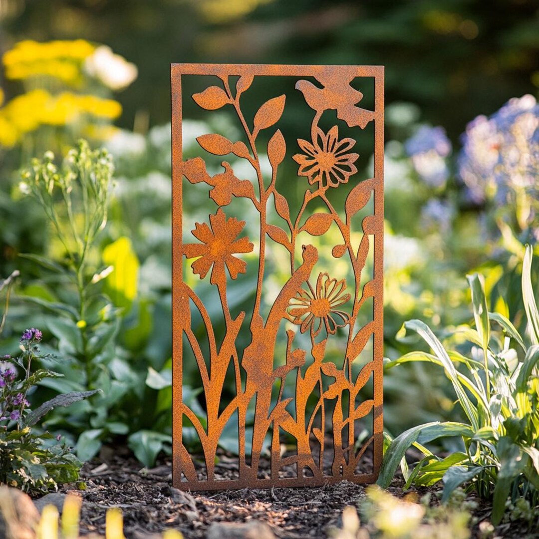 Garden Metal Wildflower Panel - Garden Decor - Etsy