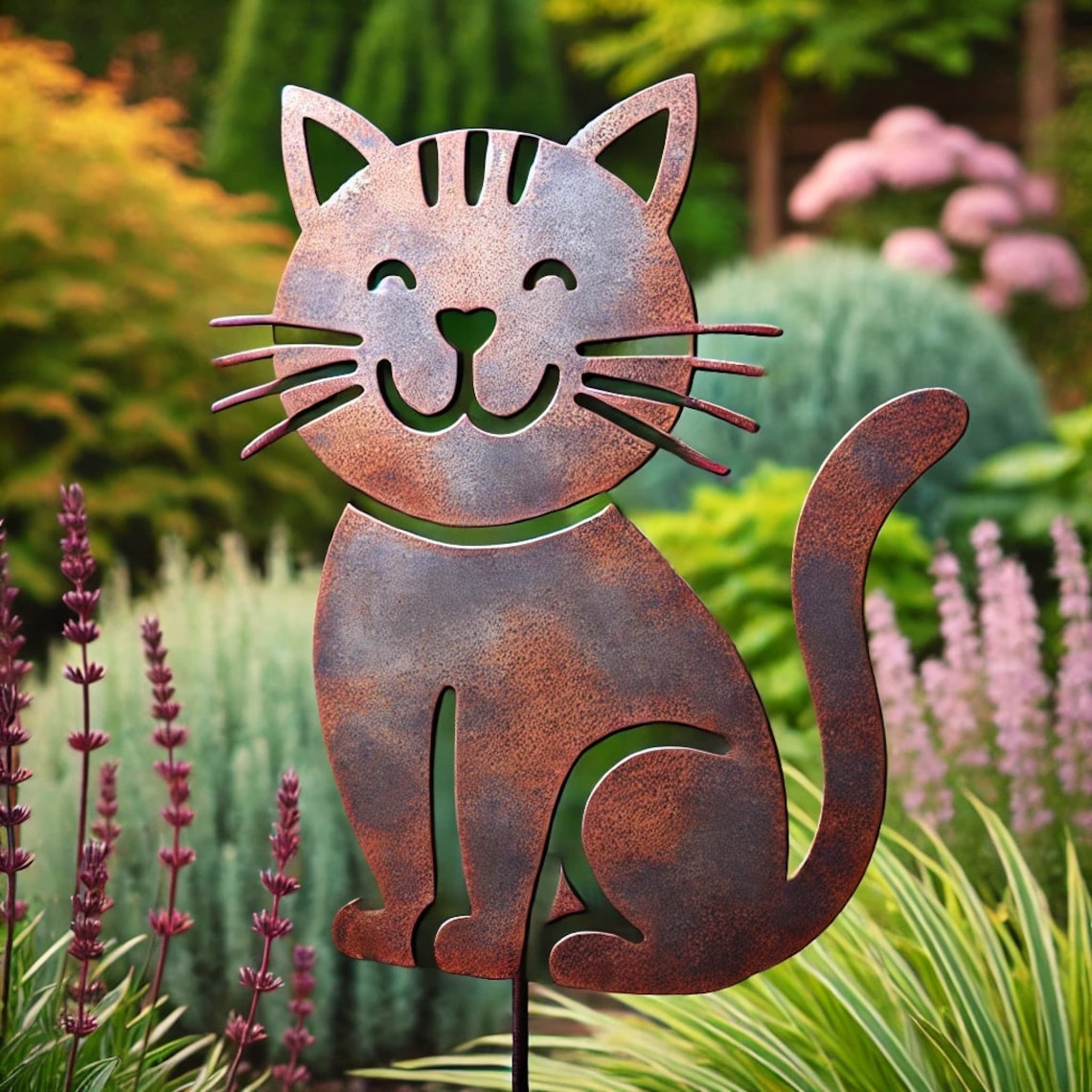 Smiling Cat Garden Decor - Garden Stake - Etsy