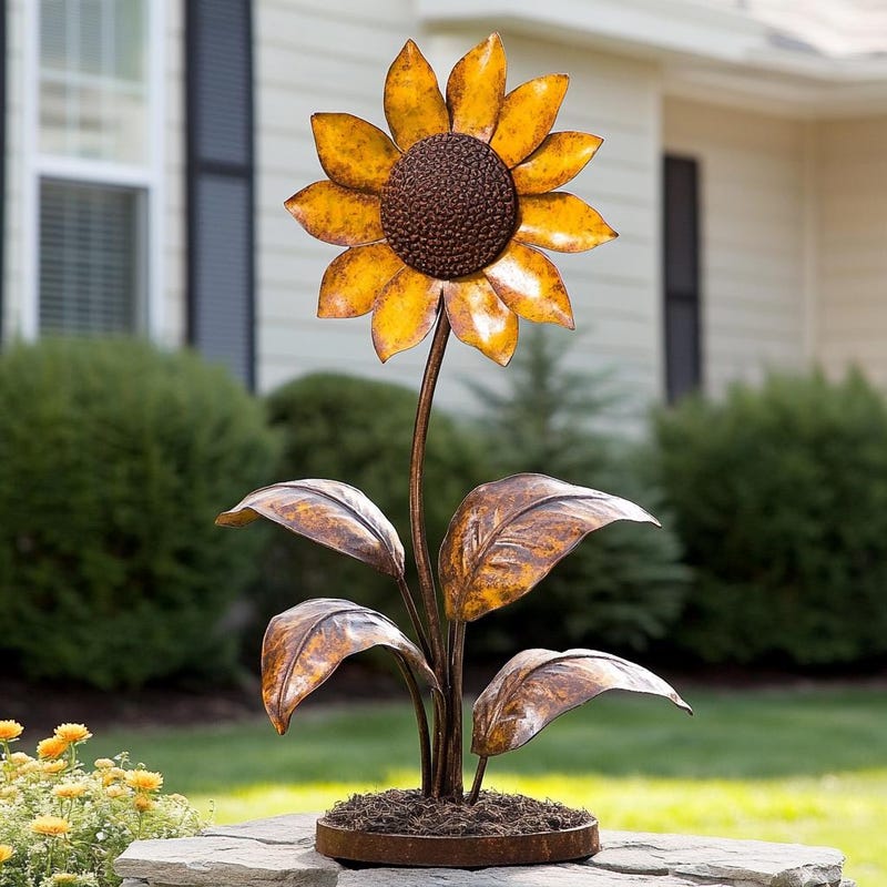Metal Sunflowers Outside - Etsy