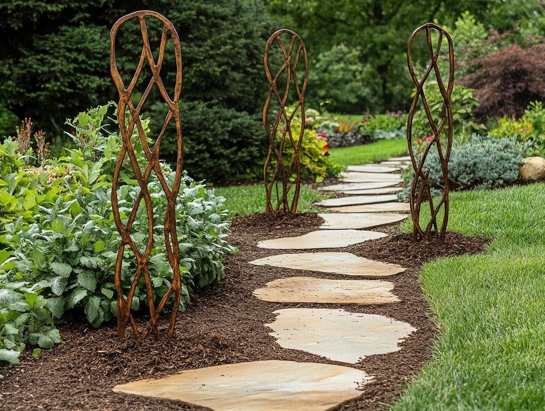 36" Rustic Vine-inspired Garden Trellis Set - Garden Stake - Etsy