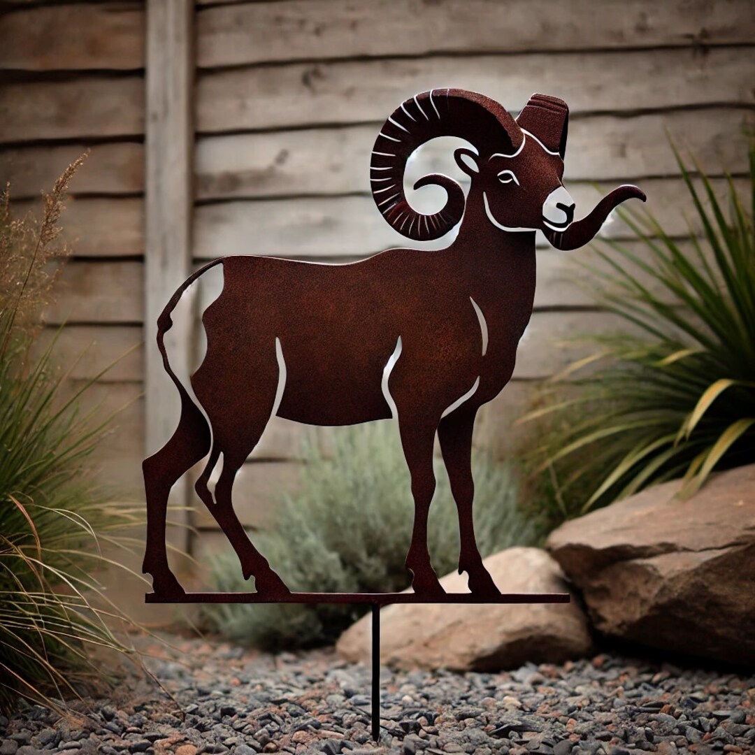 Summit Watcher Bighorn Sheep - Garden Stake - Etsy