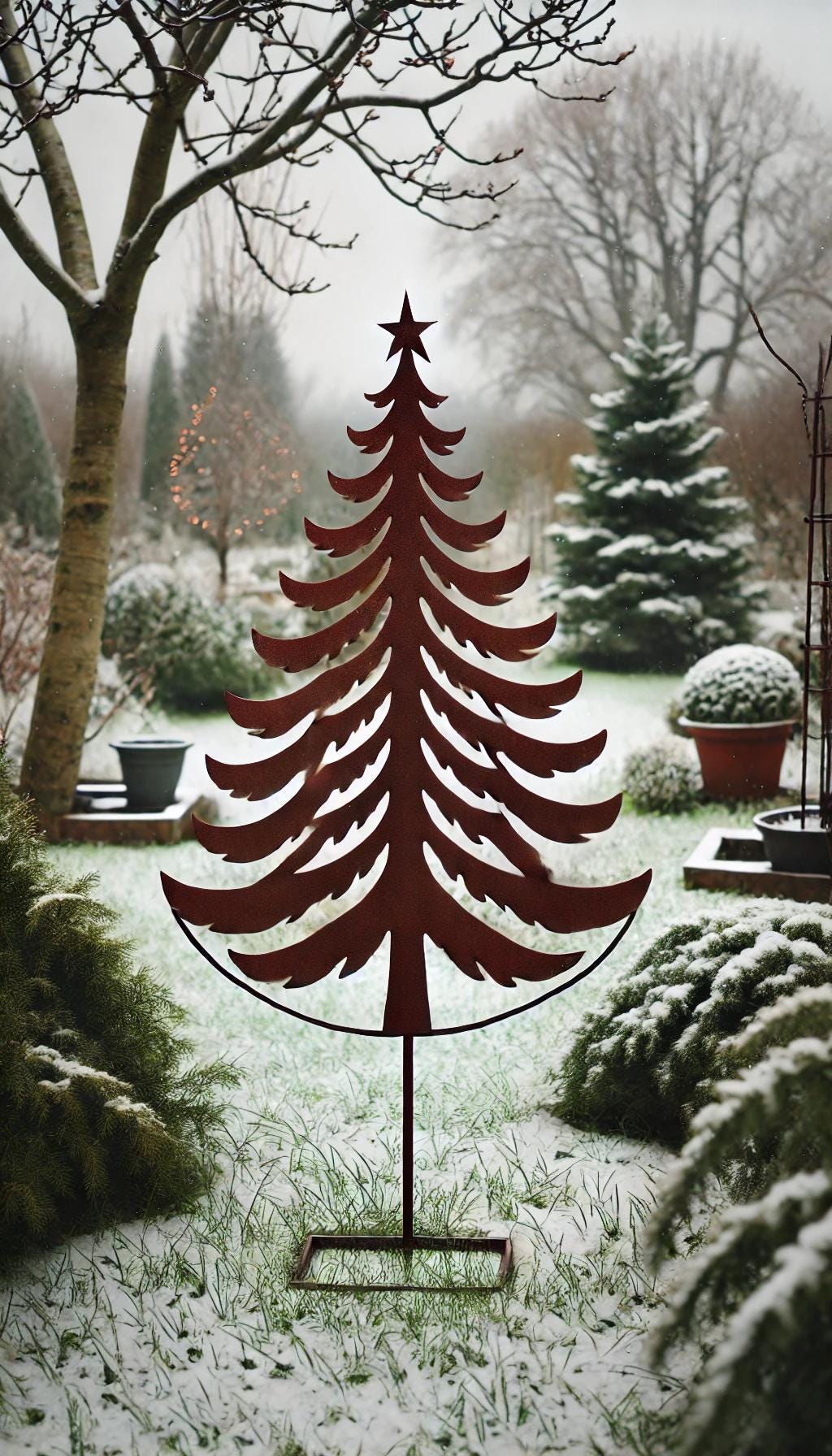 Classic Rustic Christmas Tree Garden Stake - Garden Stake - Etsy