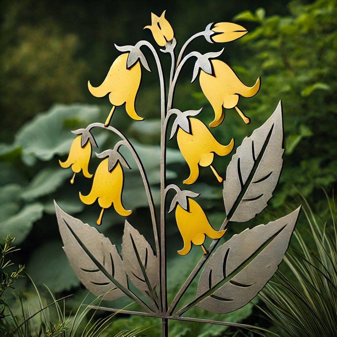 Handwelded Yellow Bells - Garden Stake - Etsy