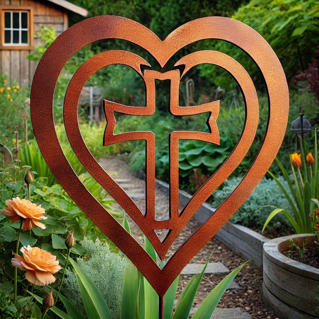 Heart of Faith Metal Garden Sign - Garden Sign - Etsy