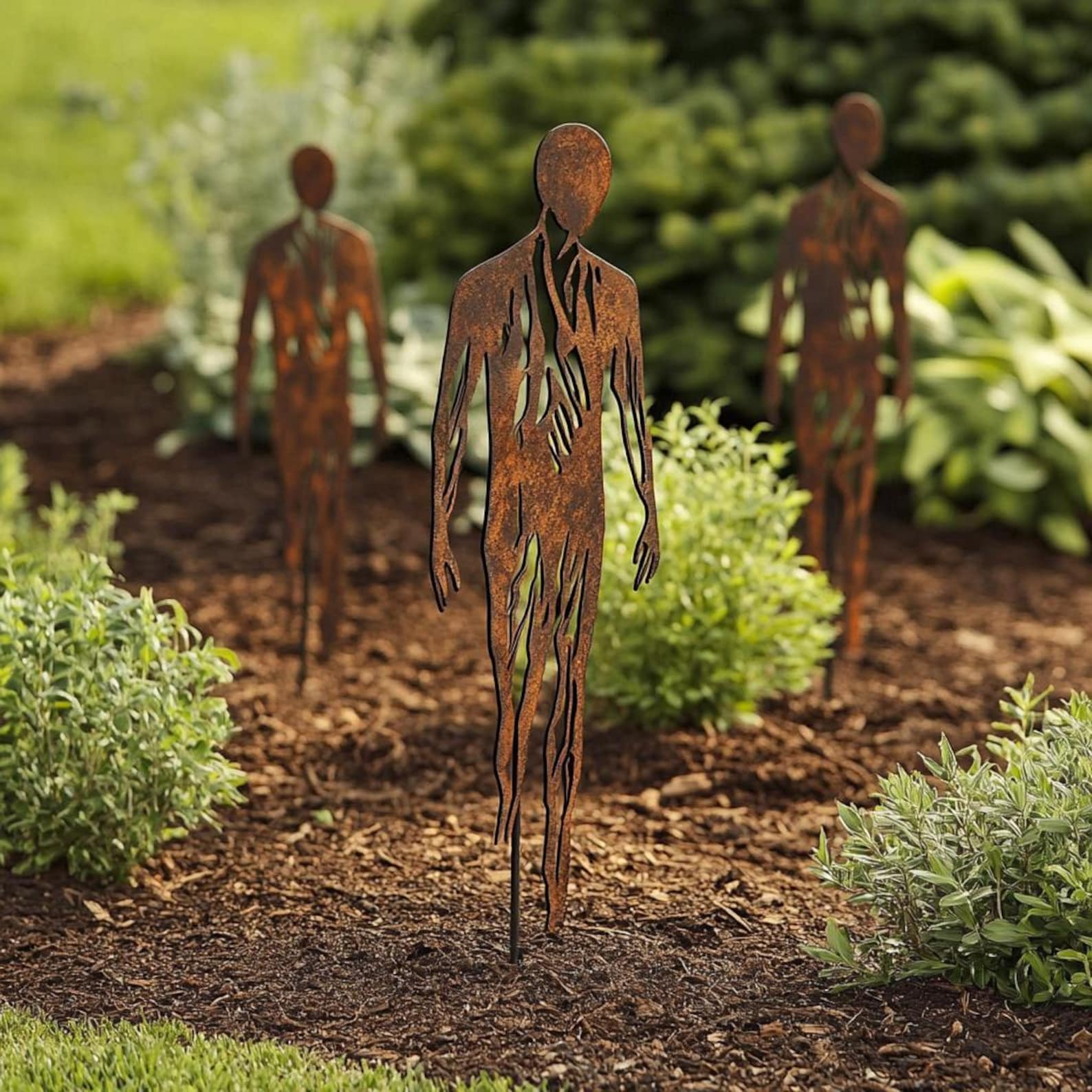 Abstract Metal Human Silhouette Garden Sculptures - Garden Decor - Etsy