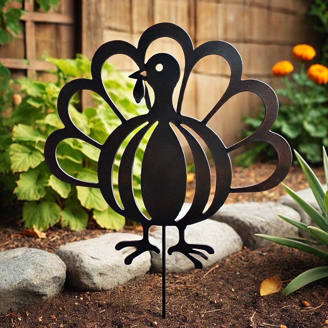 Minimalistic Pumpkin Turkey Garden Stake - Thanksgiving Garden Decor - Etsy