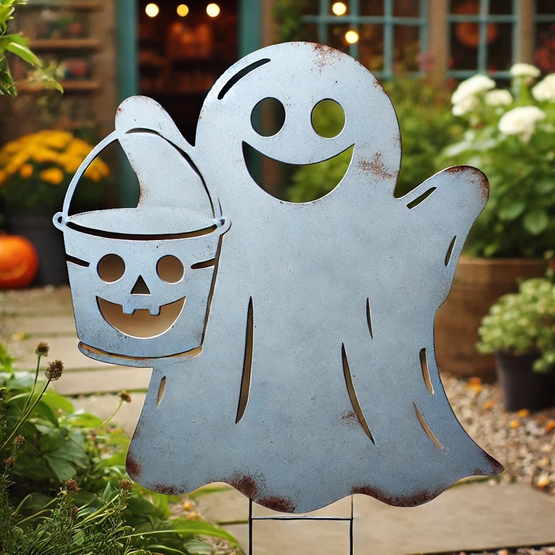 Rustic Metal Stake Ghost Yard Decoration - Halloween Garden Decor - Etsy