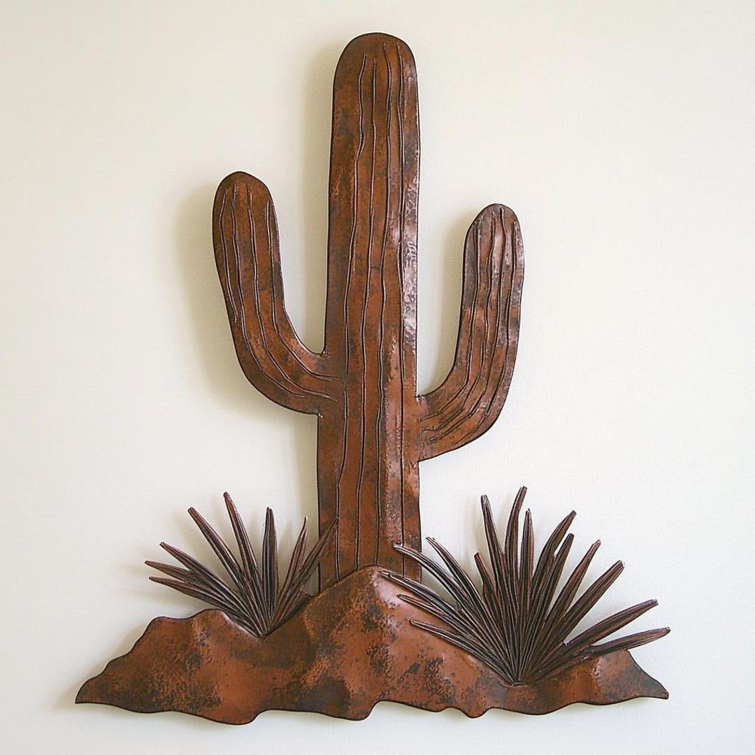 Rustic Saguaro Cactus Metal Wall Art - Wall Decor - Etsy