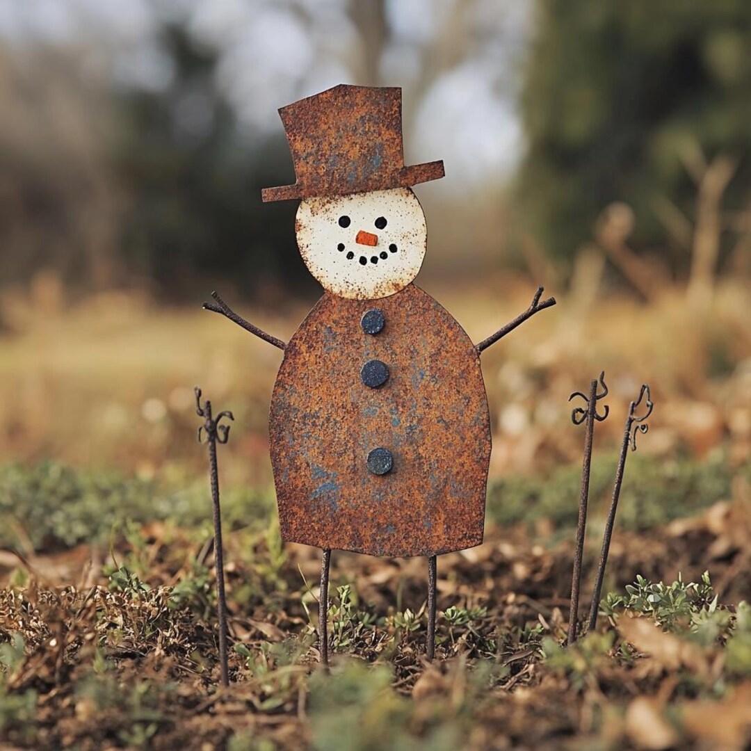 Joyful Snowman Stake - Garden Stake - Etsy