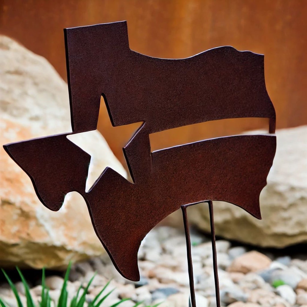 Lone Star Rusted Garden Stake - Etsy