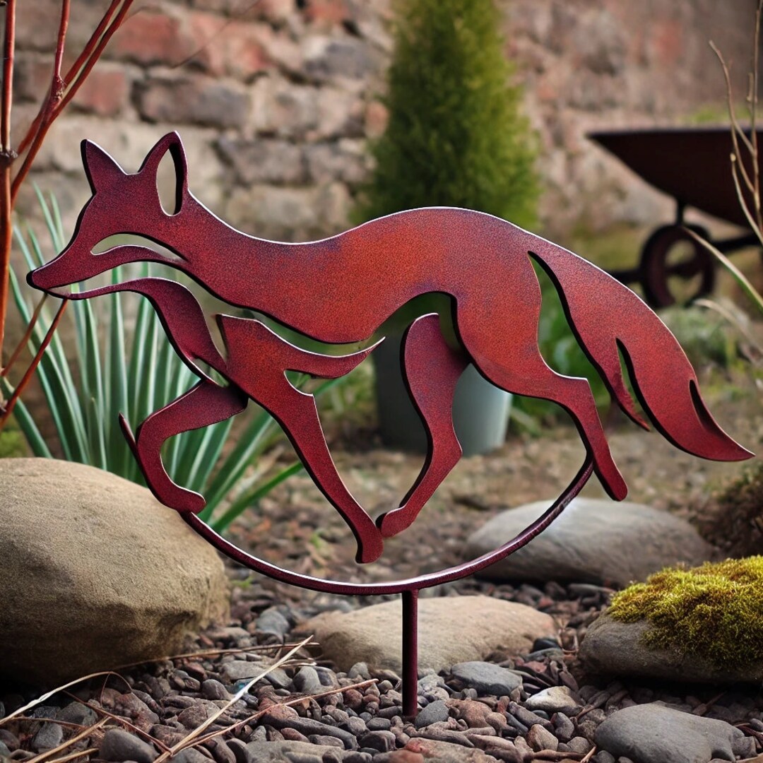 Swift Runner Red Fox - Garden Stake - Etsy
