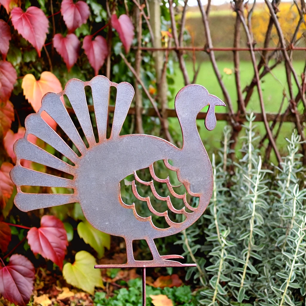 Rustic Metal Turkey Garden Decor Thanksgiving Garden Decor - Etsy