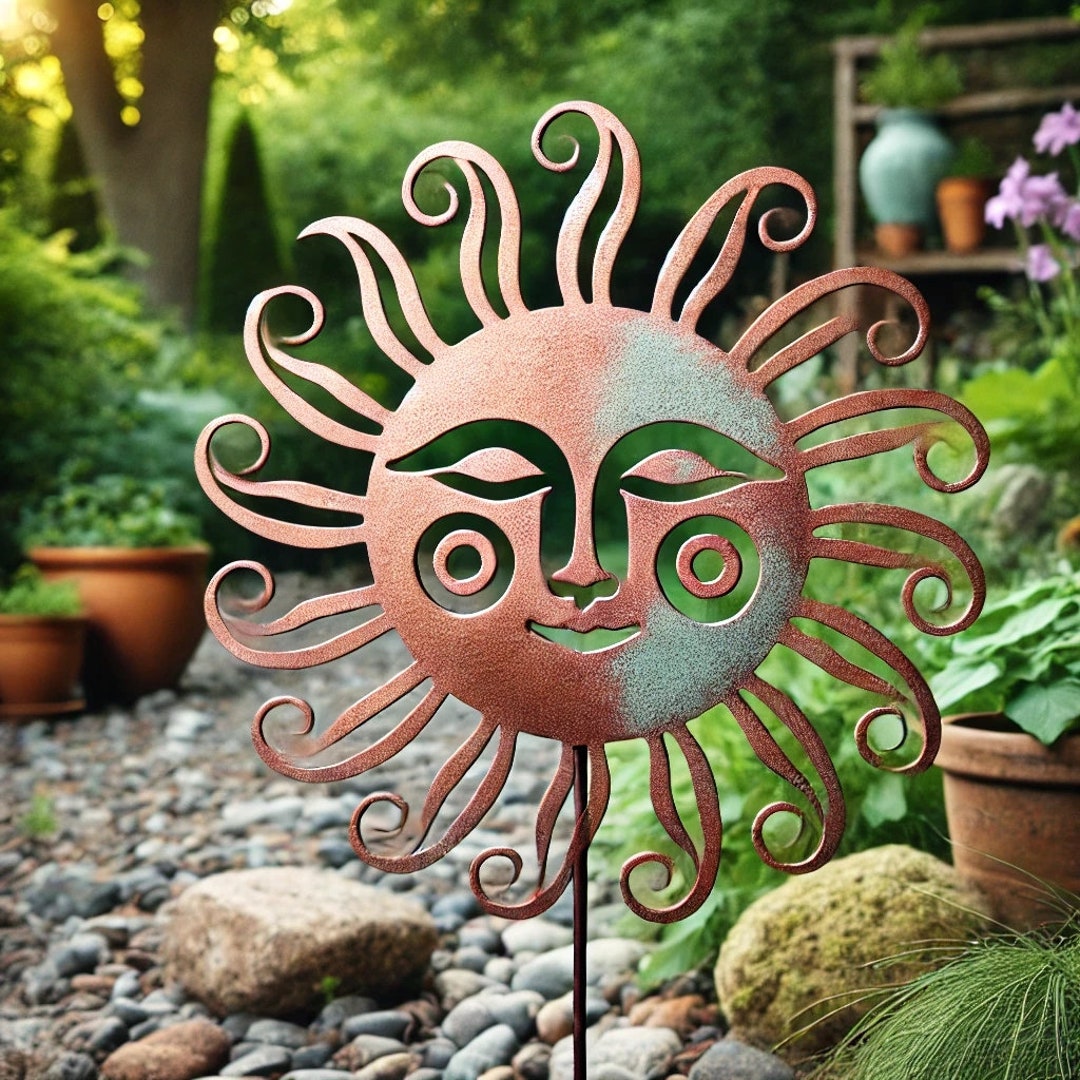 Copper Sunburst Garden Stake - Garden Sign - Etsy