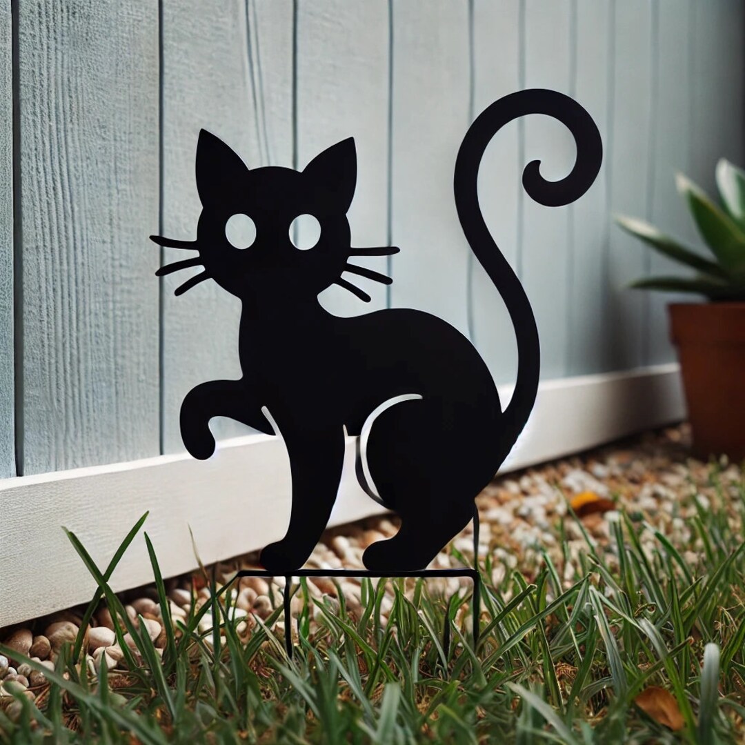 Whiskers the Black Cat Yard Stake - Etsy