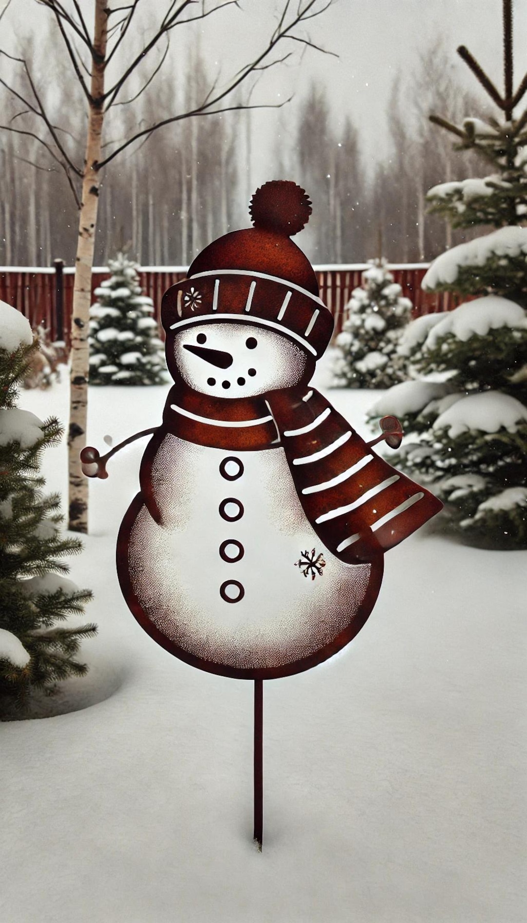 Flat Metal Snowman Yard Sculpture - Garden Stake - Etsy