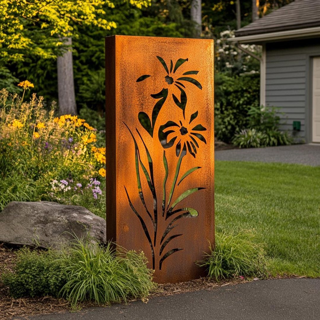 Rustic Floral Metal Garden Panel - Garden Decor - Etsy