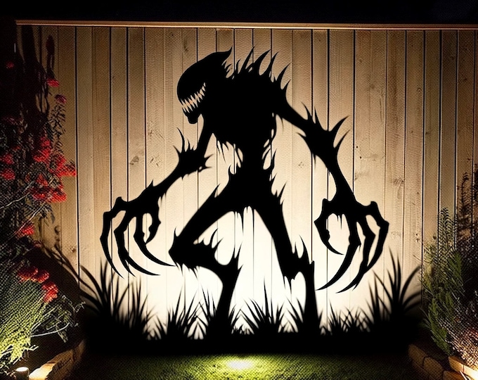 15" Creepy Monster Shadow Caster - Garden Metal Decor - Etsy