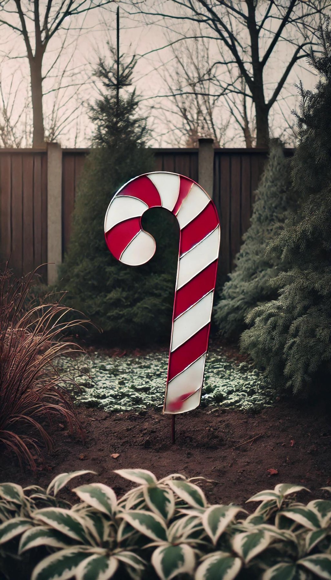 Rustic Candy Cane Garden Stake - Garden Stake - Etsy