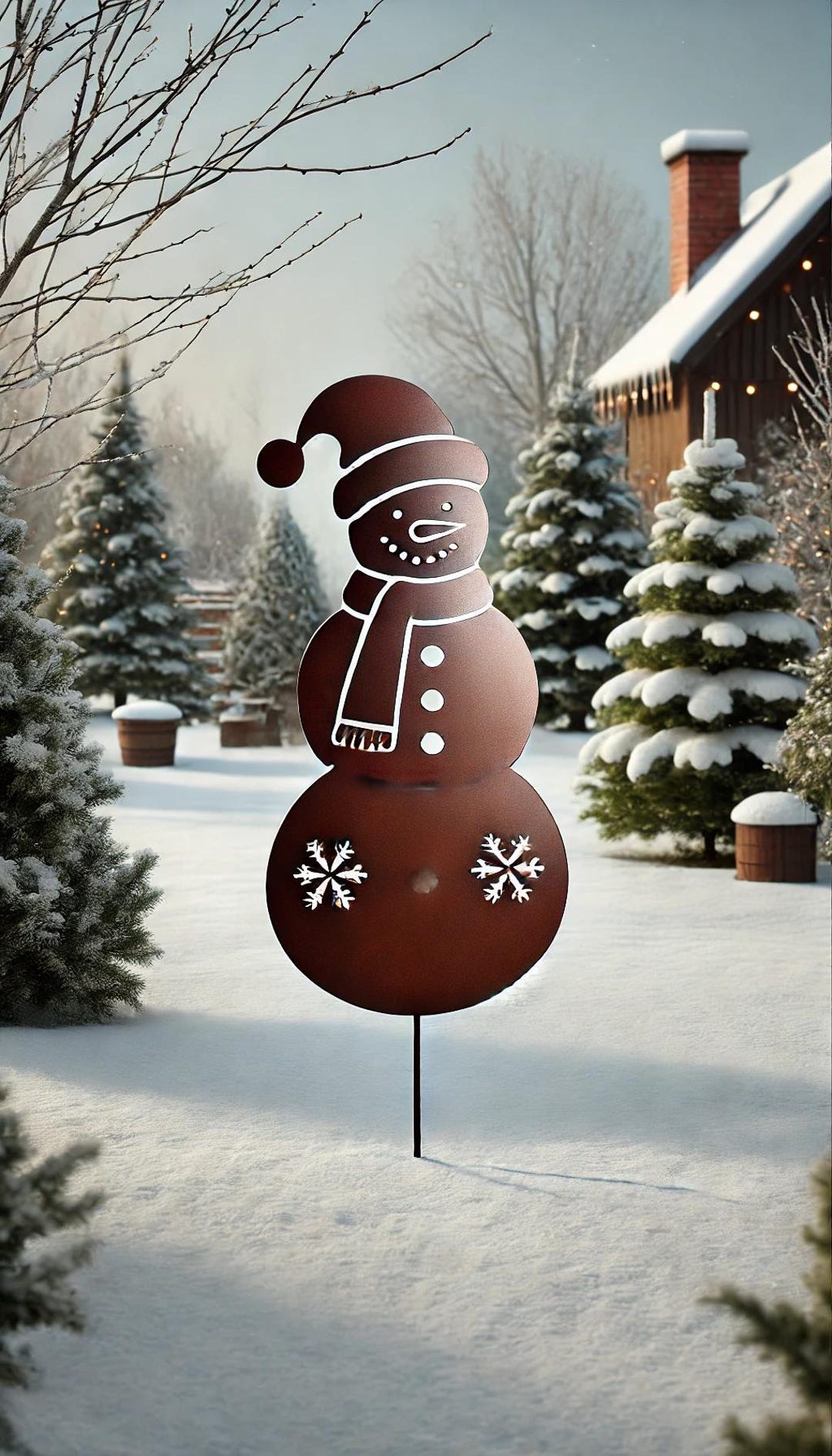 Flat Metal Snowman Outdoor Sculpture - Garden Stake - Etsy