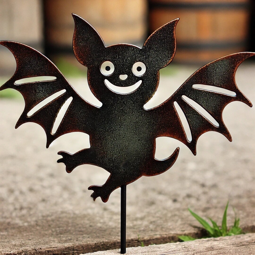Playful Bat Metal Silhouette - Halloween Garden Decor - Etsy