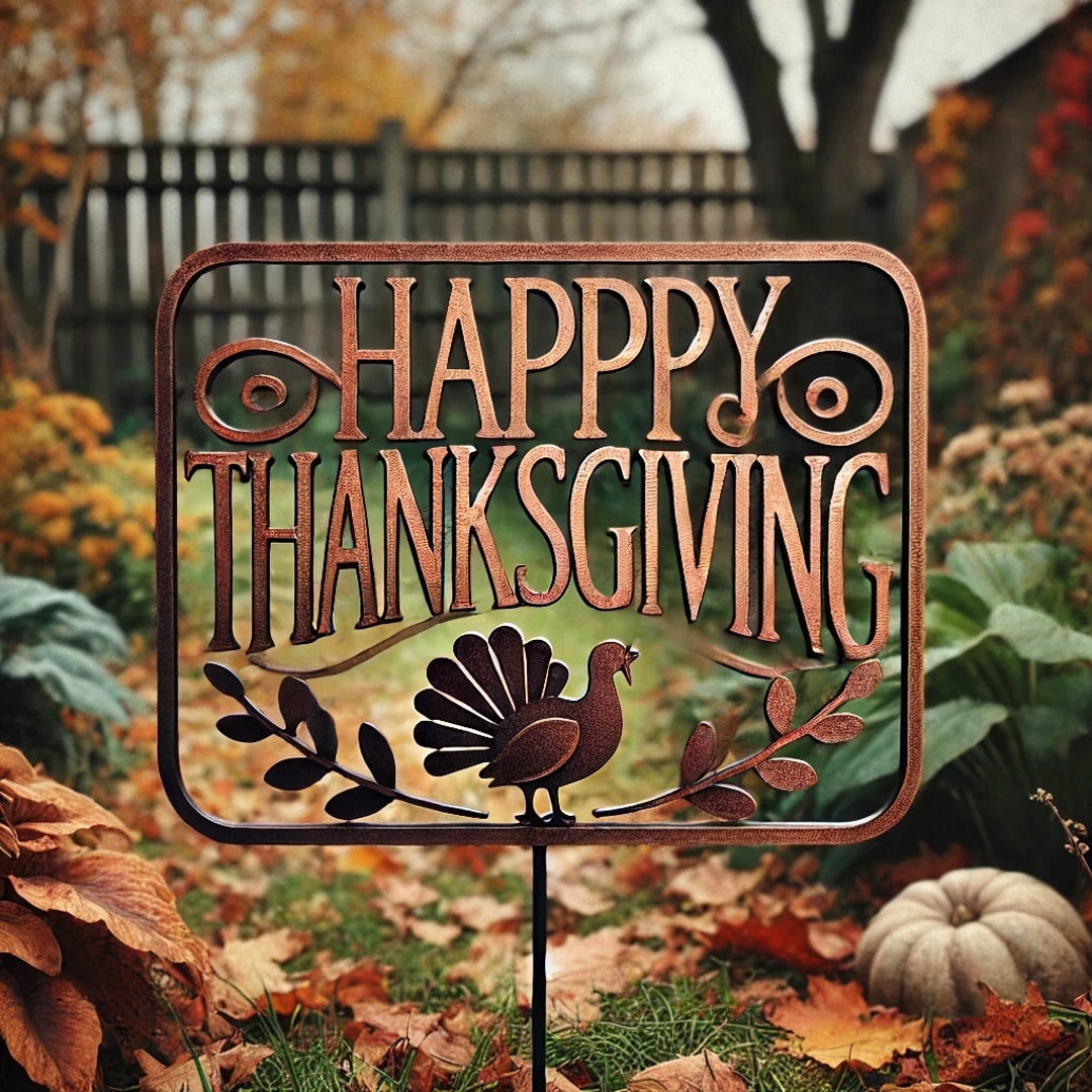 Rustic "happy Thanksgiving" Garden Sign - Thanksgiving Garden Decor - Etsy