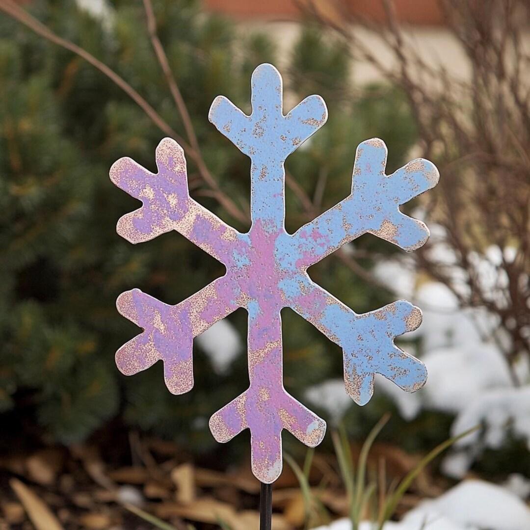Frosted Elegance: Pastel Snowflake Garden Stake Garden Stake - Etsy