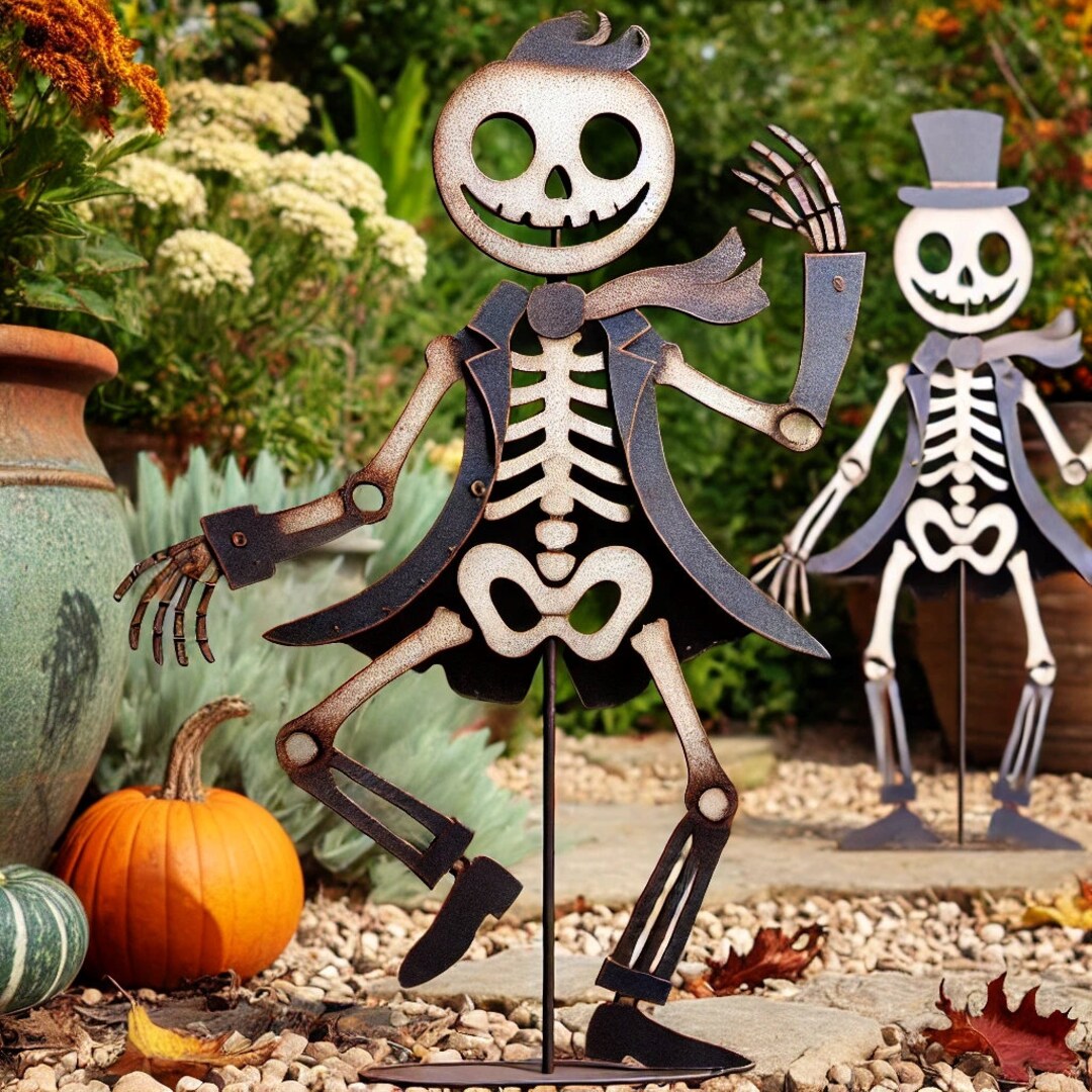 Vintage Skeleton Gentleman Garden Stake - Garden Stakes - Etsy