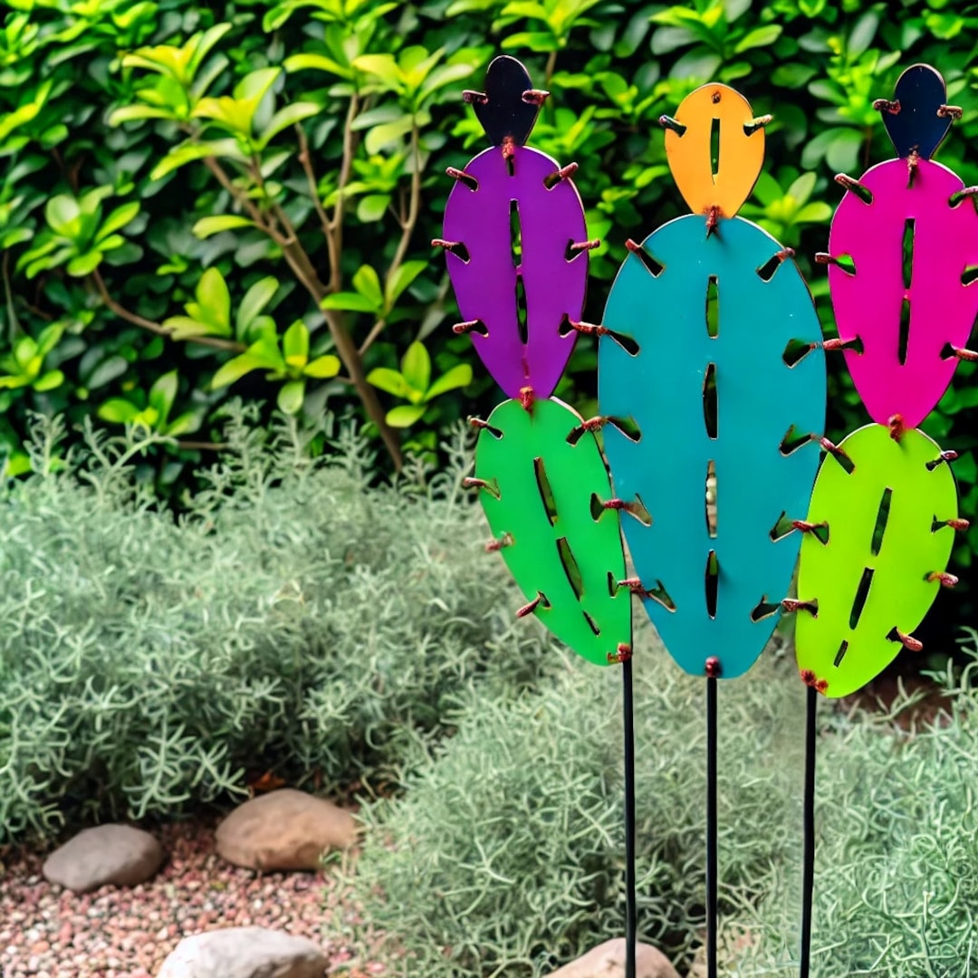 Colorful Prickly Pear Garden Stake - Garden Stakes - Etsy