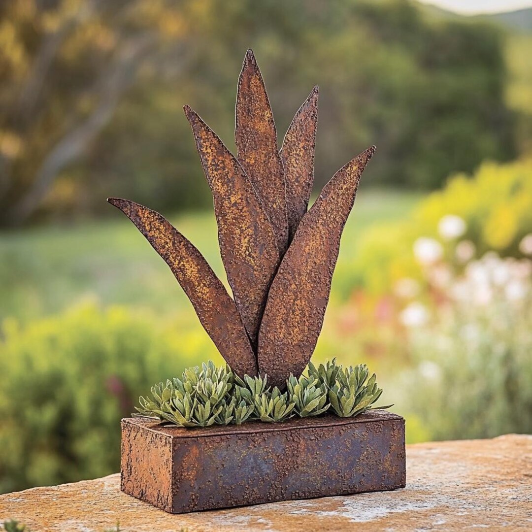 Rustic Metal Agave - Garden Decor - Etsy