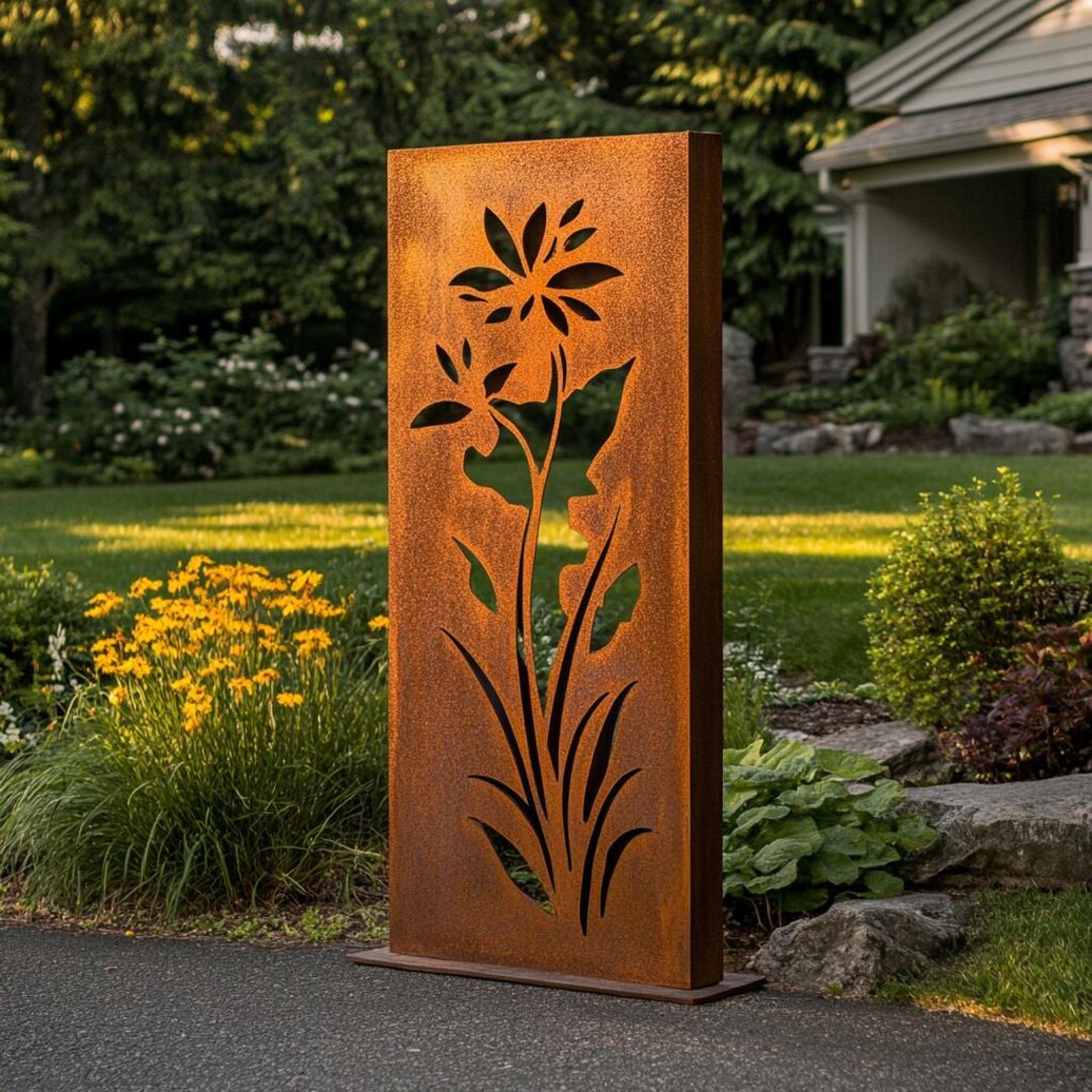 Rustic Floral Metal Garden Panel - Garden Decor - Etsy