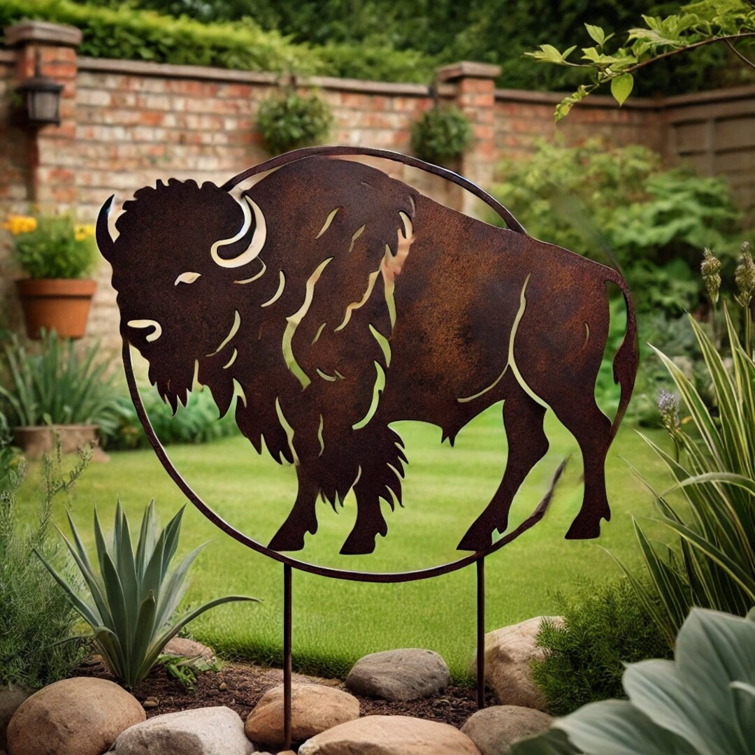 Rustic American Buffalo Garden Stake - Thanksgiving Garden Decor - Etsy