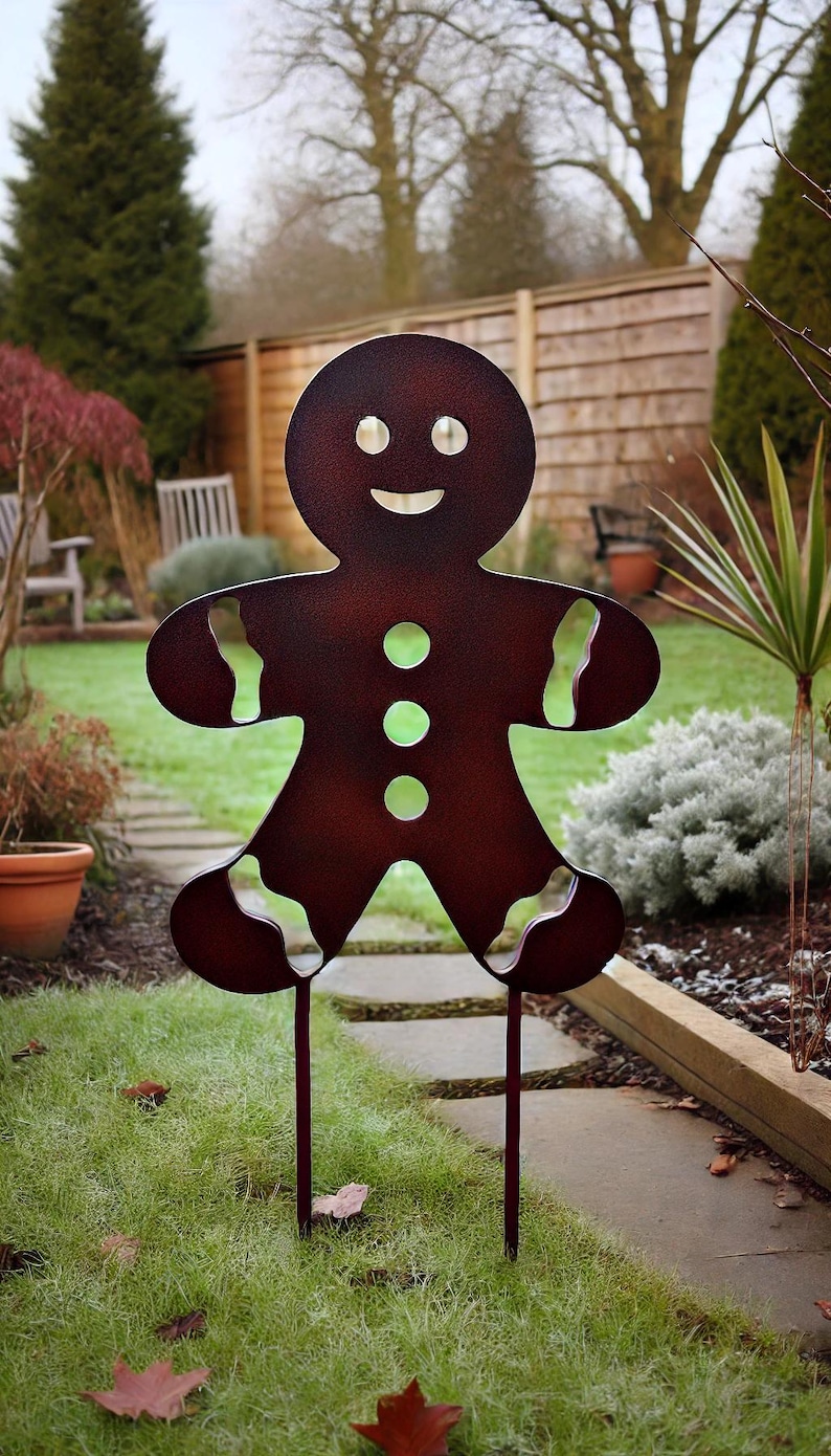 Rustic Gingerbread Cookie Garden Stake - Garden Stake - Etsy