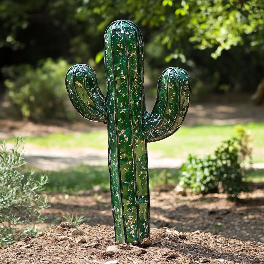22" Rustic Metal Cactus Garden Sculpture - Garden Decor - Etsy