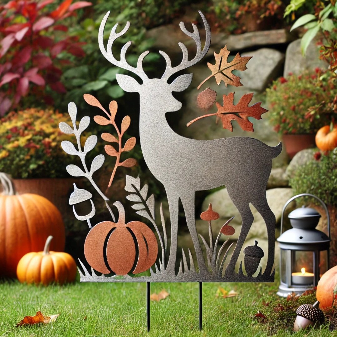 Autumn Deer Garden Stake - Whimsical Thanksgiving Decor - Etsy