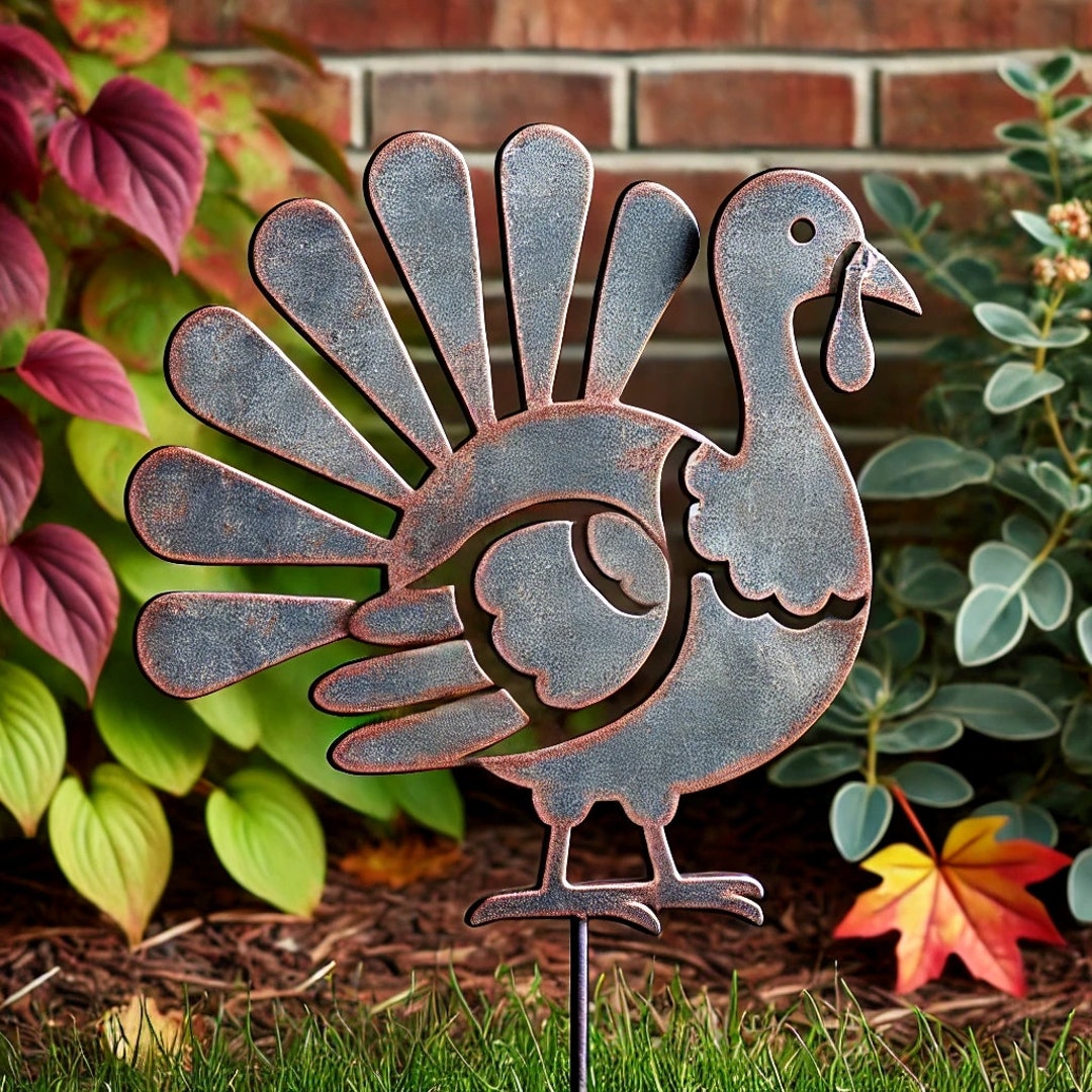 Rustic Metal Turkey Garden Decor - Thanksgiving Garden Decor - Etsy